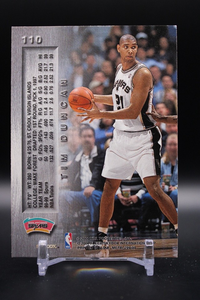 Tim Duncan, San Antonio Spurs, 2000 Skybox, Metal, #110 | eBay