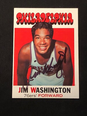 JIM WASHINGTON 1971-72 TOPPS SIGNED AUTOGRAPHED CARD #28 PHILADELPHIA ...