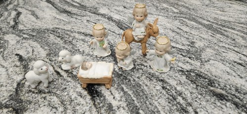 Vintage ENESCO Nativity Holly Babes Ruth Morehead 1984 Angels Lambs ...
