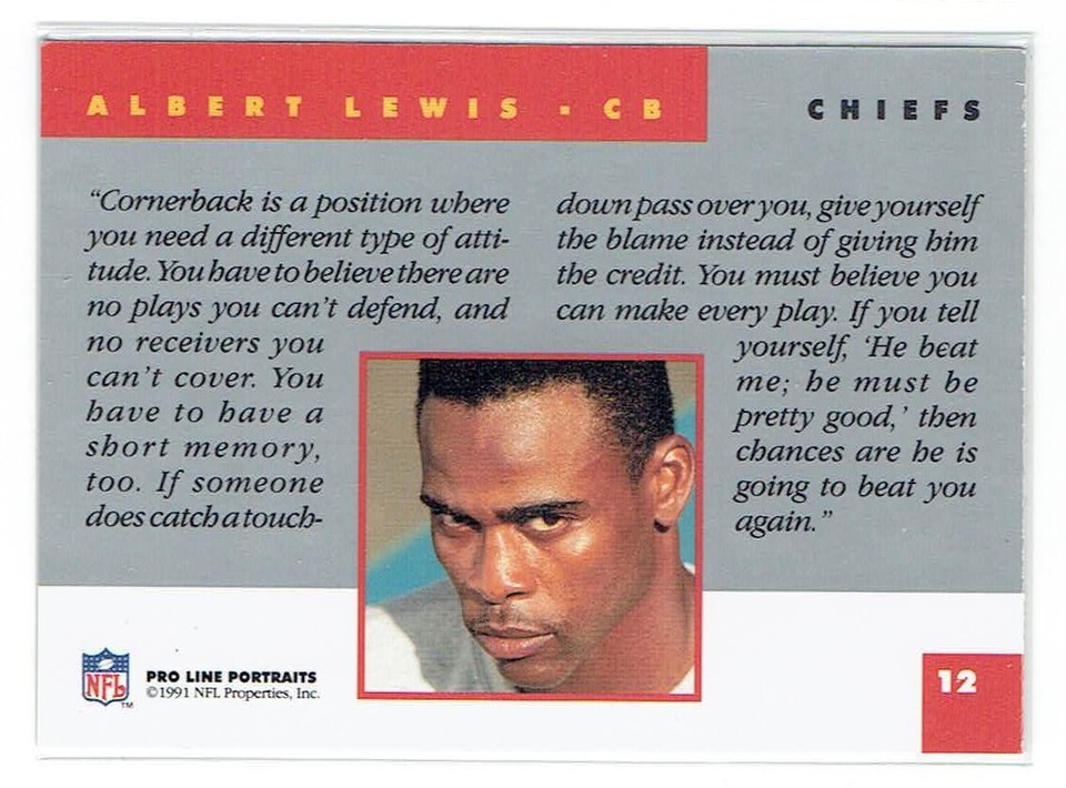1991 NFL Pro Line Portraits Albert Lewis #12 | eBay