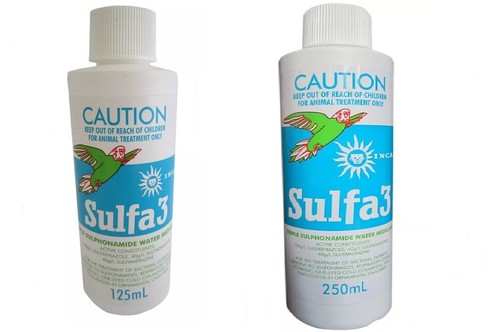 Inca Sulfa 3 125ml or 250ml respiratory treat coccidiosis ornamental ...