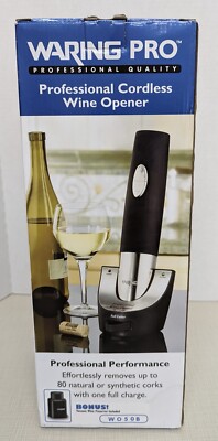 Waring Pro Professional Cordless Wine Opener & Base Rechargeable Open ...