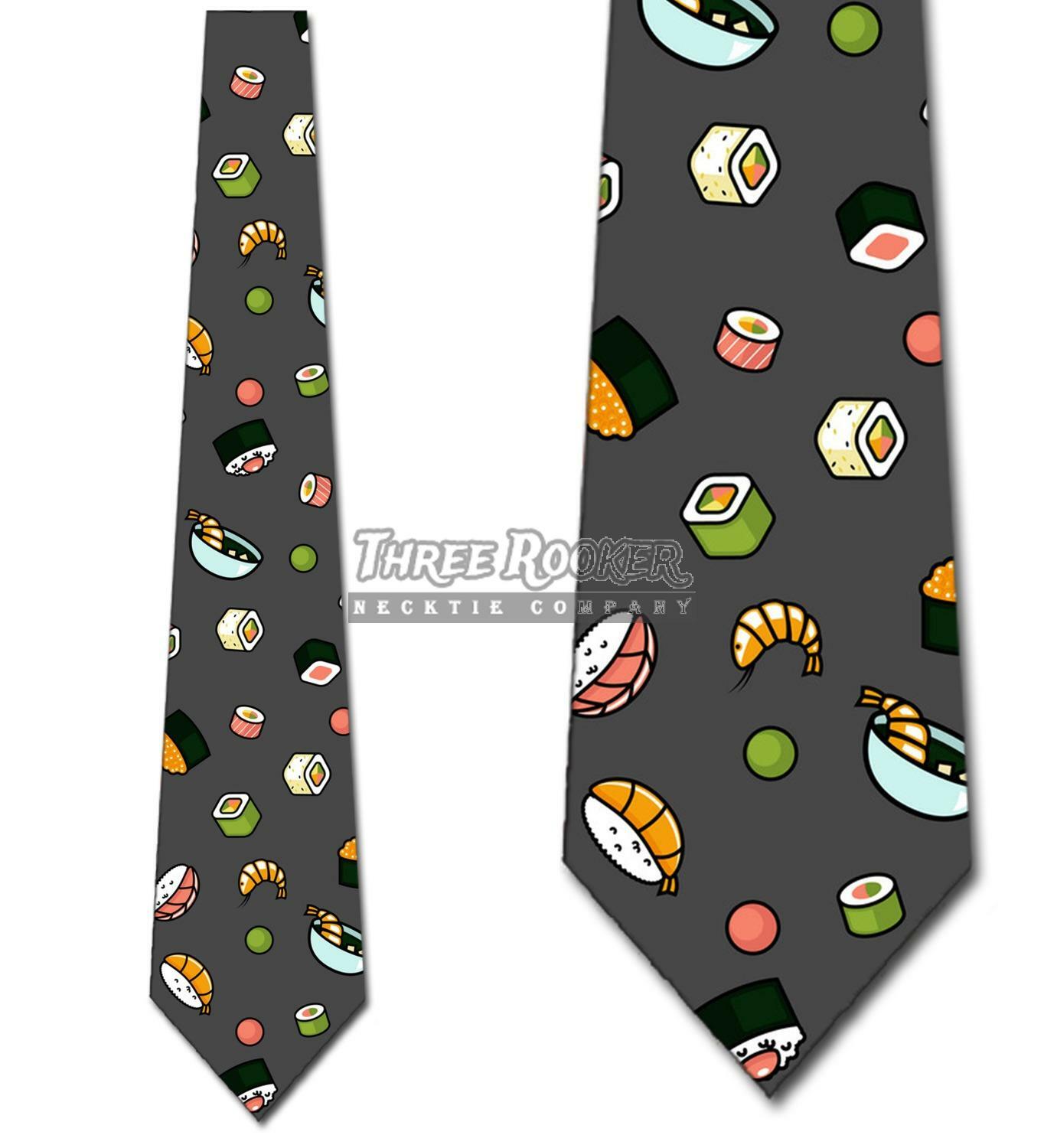 Men's Sushi Ties Japanese Inspired Neck Tie Popular Food Tie Gray | eBay