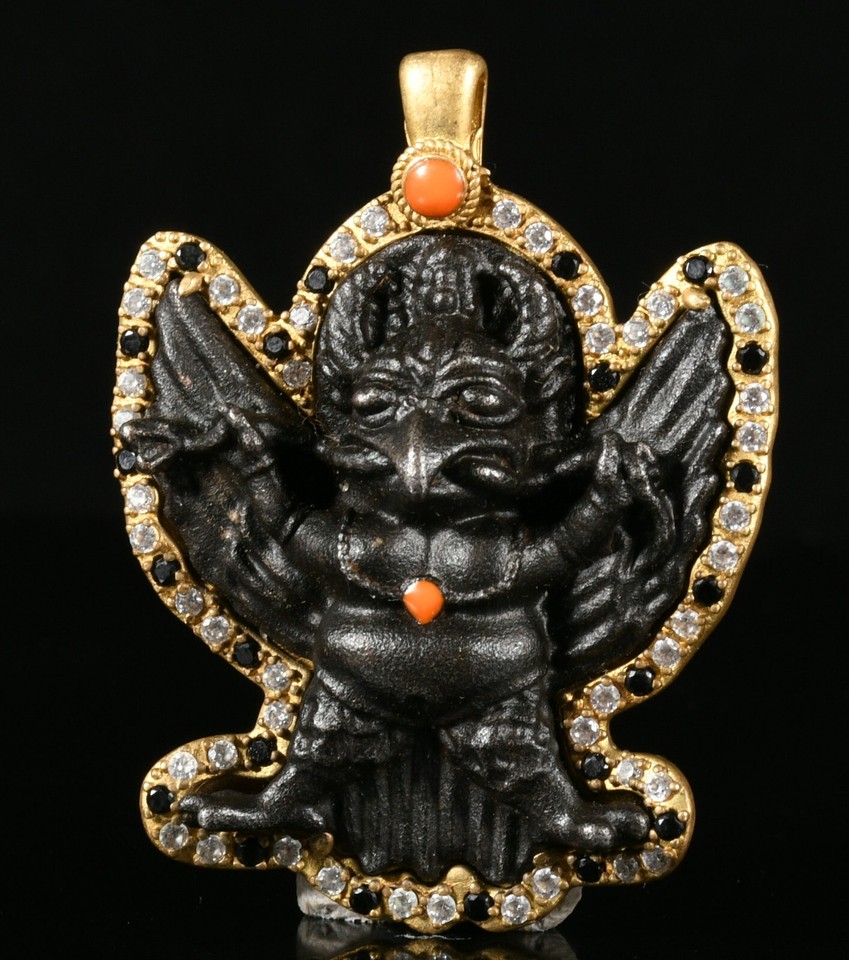 Old Tibetan Copper Gilt Gems Redpoll Winged Garuda Bird Eagle Buddha ...