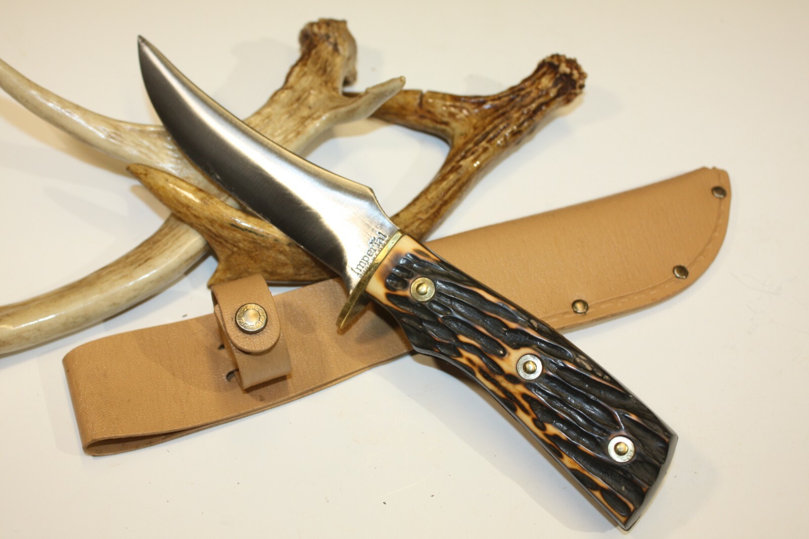 Vtg Rare { IMPERIAL-KIT CARSON-hunting/skinner } knife and sheath-USA ...