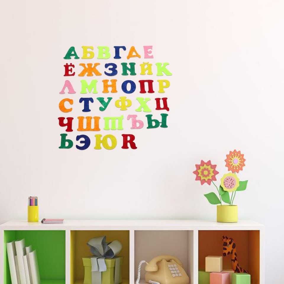 Multi Colored Felt Russian Letters Stickers For Kids Learning Decor ...