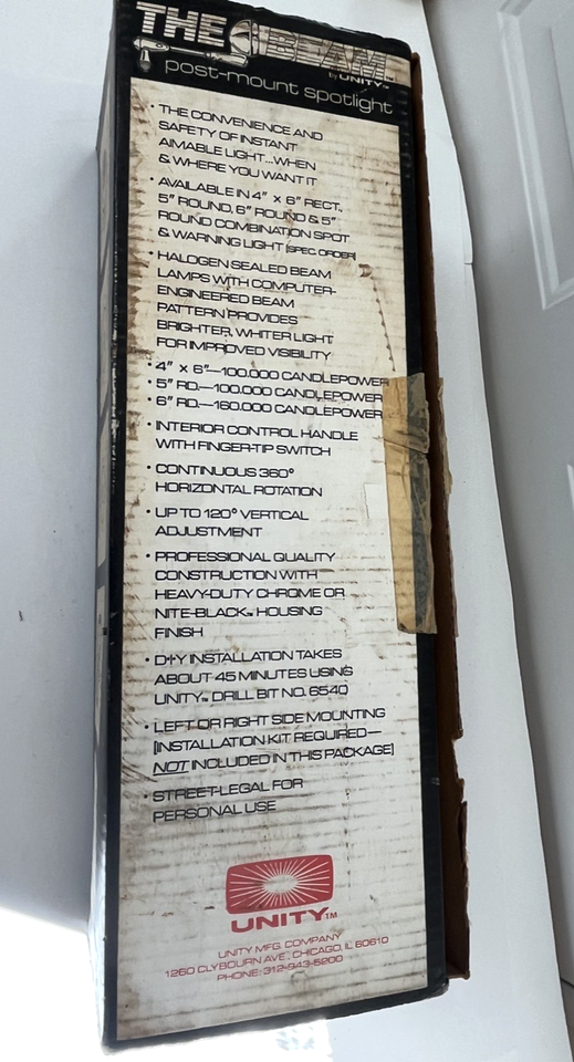 Vintage Unity THE BEAM 225GM-H 6" Chrome Halogen Post Mount Spotlight ...