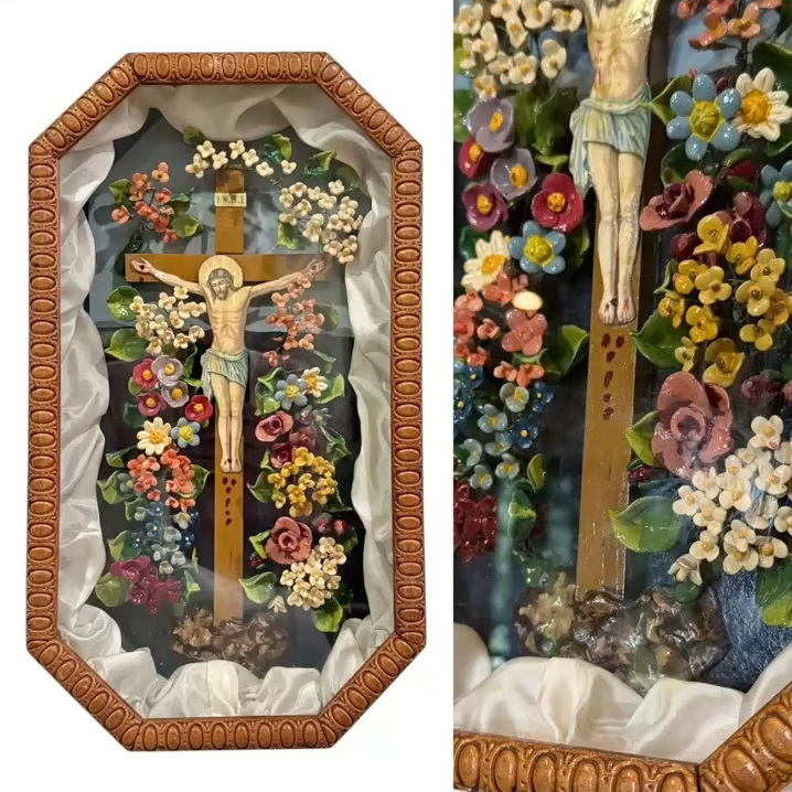 Antique 1900’s GREEK ORTHODOX SHADOW BOX Crucifix Jesus Christian ...