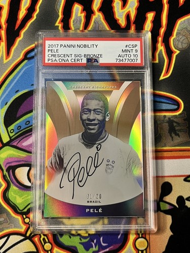 2017 Panini Nobility PELE Bronze /20 Crescent Signatures PSA 9 On Card ...