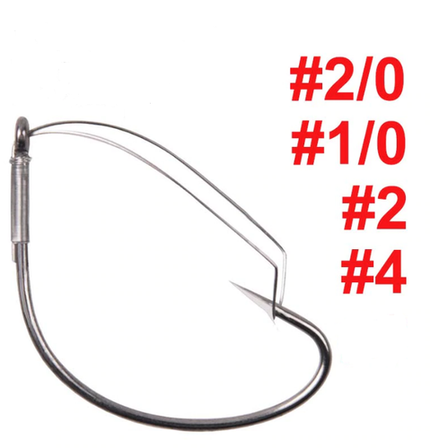 100 pcs Weedless Hooks Wide Gap Wacky Worm Drop Shot High Carbon Steel ...
