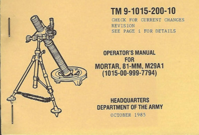 Historical book Mortar, 81 MM, M29A1, Operator Manual | eBay