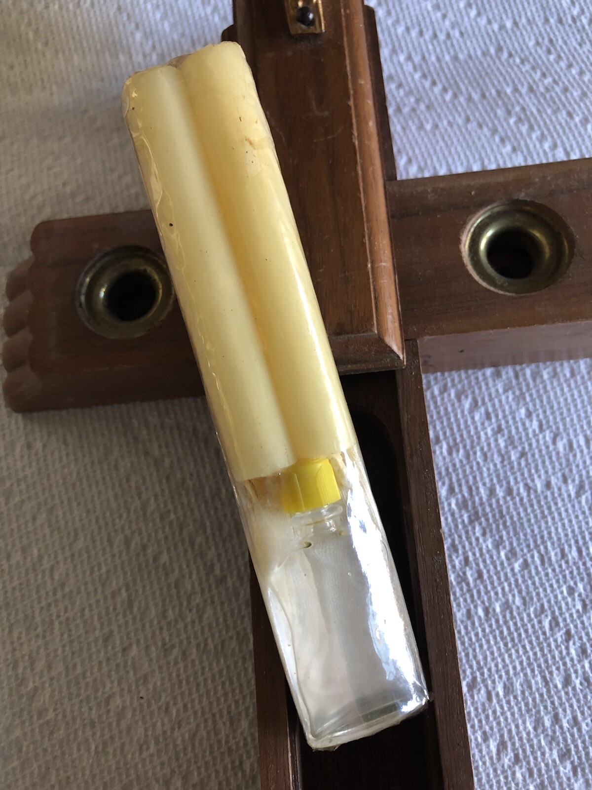 Vintage Jesus Christ on Cross Wood Viaticum Sick Call Box KIt Candles ...