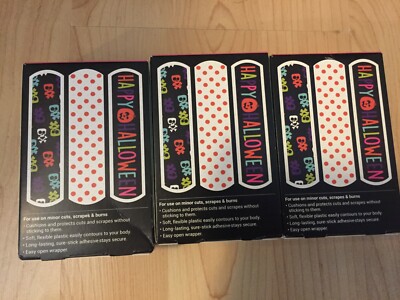 Lot 3 Boxes 60 Bandages SKULL CROSSBONES PUMPKIN HAPPY HALLOWEEN BAND ...