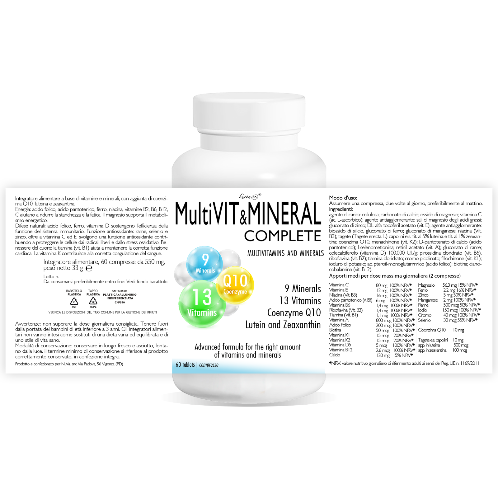 MULTIVITAMINICO MultiVIT&MINERAL Line@ 60CPR vitamine e minerali ALTO DOSAGGIO! | eBay