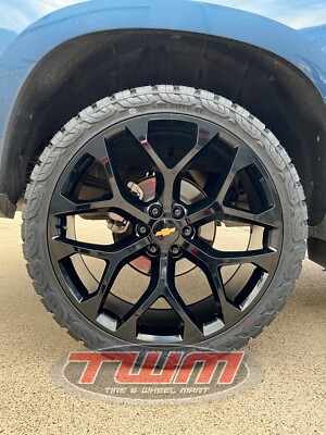 24'' inch Snowflake Gloss Black Wheels 33'' MT Tires GMC CHEVY ESCALADE ...