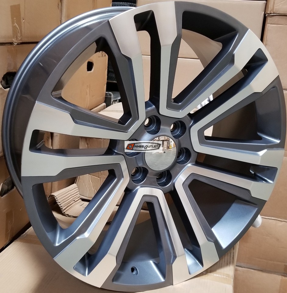 24 GMC Replica Rims Gunmetal Wheels AS Tires Fit Tahoe LTZ Yukon ...