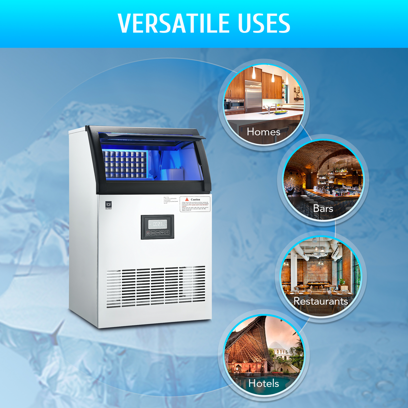 WILPREP Commercial Ice Maker 55 Cubes 88 Kg Cube Ice Machine Bar Club ...