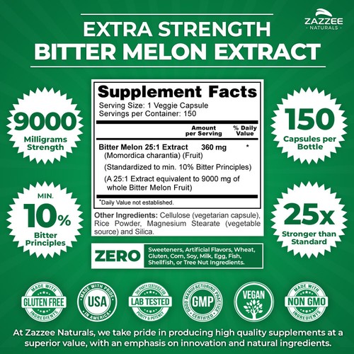 Extra Strength Bitter Melon Root 25:1 Extract, 9000 mg Strength, 150 ...