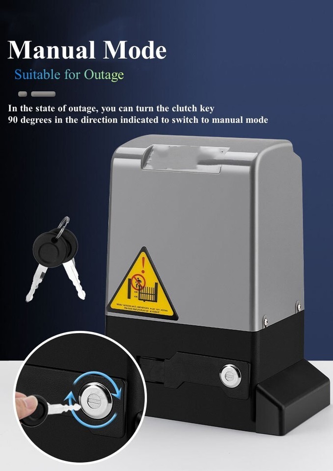 1800kg Sliding Gate Opener Electric Gate Operator Automatic Motor w/ 2 ...