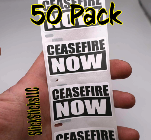50PCS "CEASEFIRE NOW" stickers decals gaza hamas war end stop Ukraine ...
