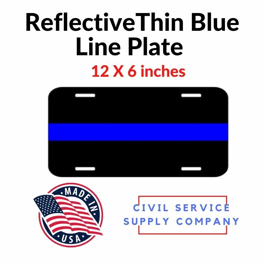 Reflective Thin Blue Line License Plate Tag Support LEO Police | eBay