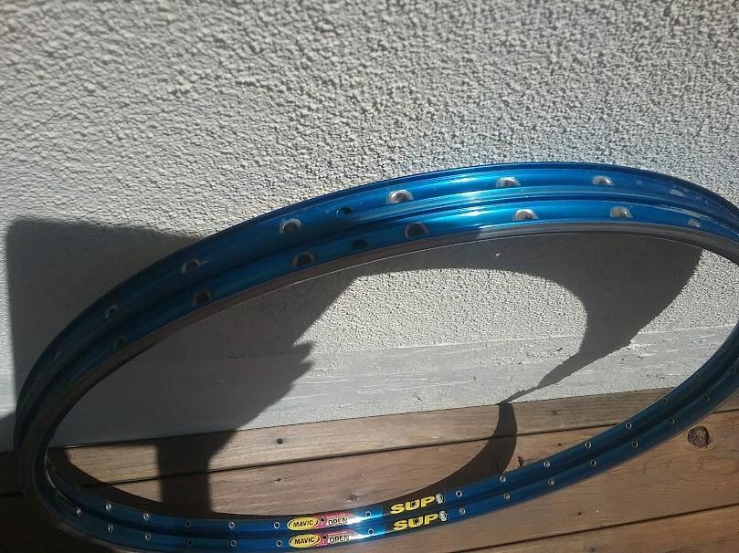Mavic Open Pro blue anodized 32 hole clincher rims - one is NOS one has ...