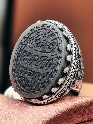 925 Silver Van Yekad 786 Protection Quranic Islamic Natural jade Ring ...