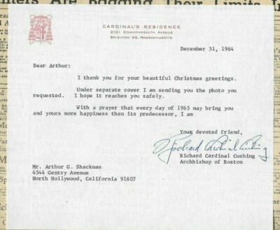 Richard Cardinal Cushing signed Letter Photo Request with COA | eBay