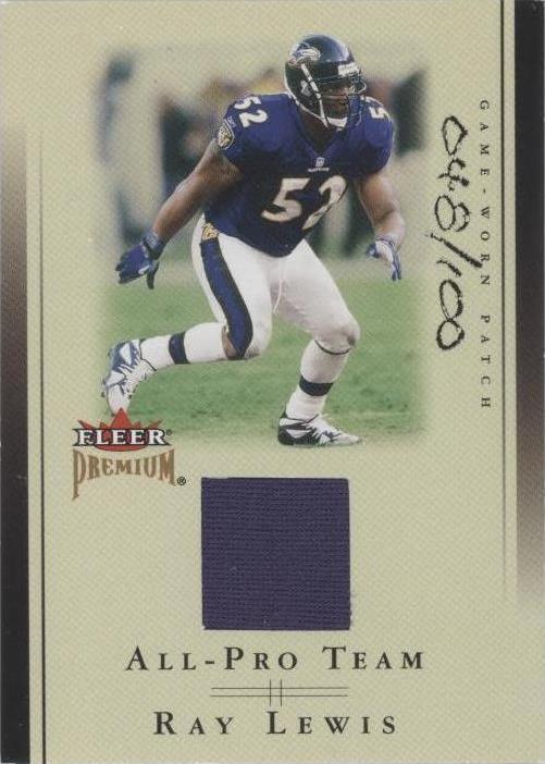 2002 Fleer Premium - ALL-PRO Team Ray Lewis Jersey Patches /100 (MEM ...