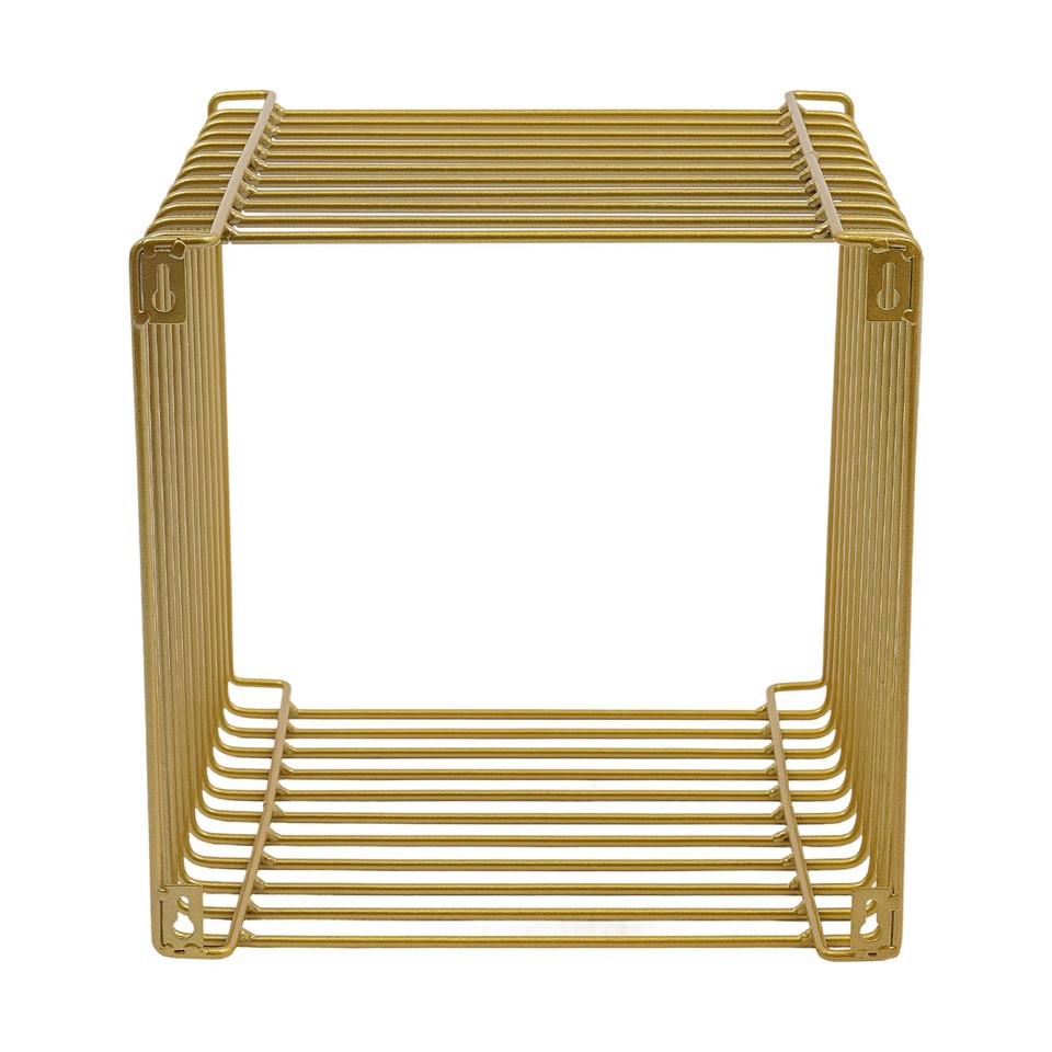 Vintage Golden Side Table, Square Geometry Side Table, Linear Metal End ...