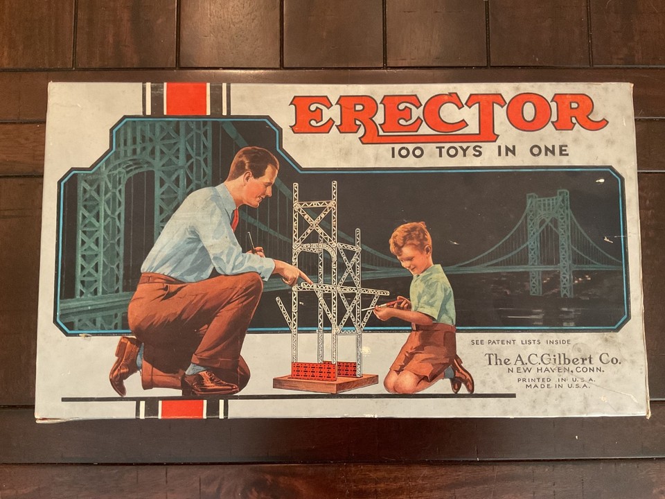 VINTAGE 1948 ERECTOR SET No. 6 1/2. W/WORKING ELECTRIC MOTOR & VIDEO ...