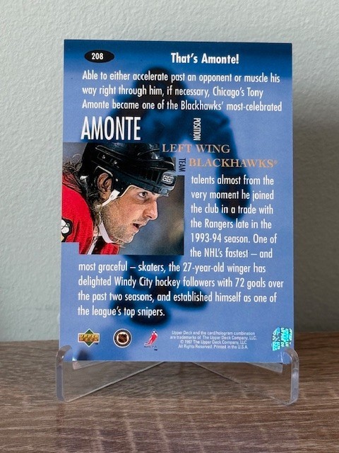 197 Upper Deck Fantastic Finishers Tony Amonte #208 Chicago Blackhawks ...