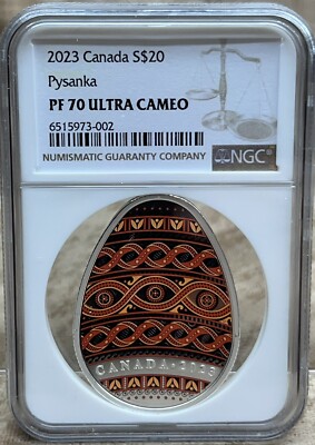 Canada 2023 S$20 Pysanka NGC PF 70 Ultra Cameo Proof Silver Box & COA ...