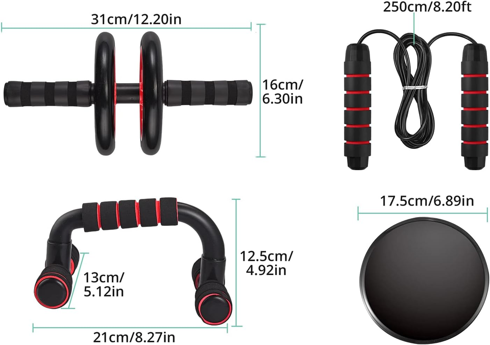 AB Roller Kit, 5-In-1 Wheel Rollers Set with Push-Up Bars, Jump Rope ...