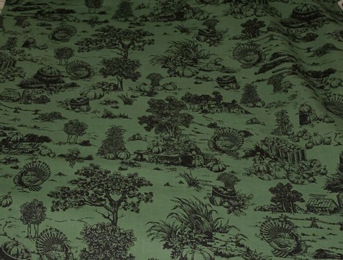 Seasonal - Fall Green Harvest Toile - 100% Cotton Fabric (1/2 Yard ...