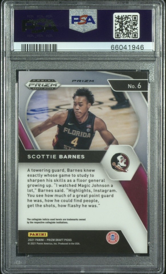 2021 Panini Prizm Draft Choice Scottie Barnes Tiger Stripe RC PSA 10 ...