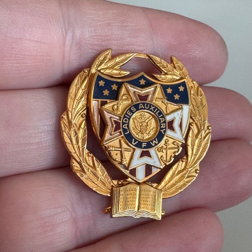 VFW Ladies Auxiliary Past Chaplain Lapel Pin 1/5 10k GF Badge Officer ...