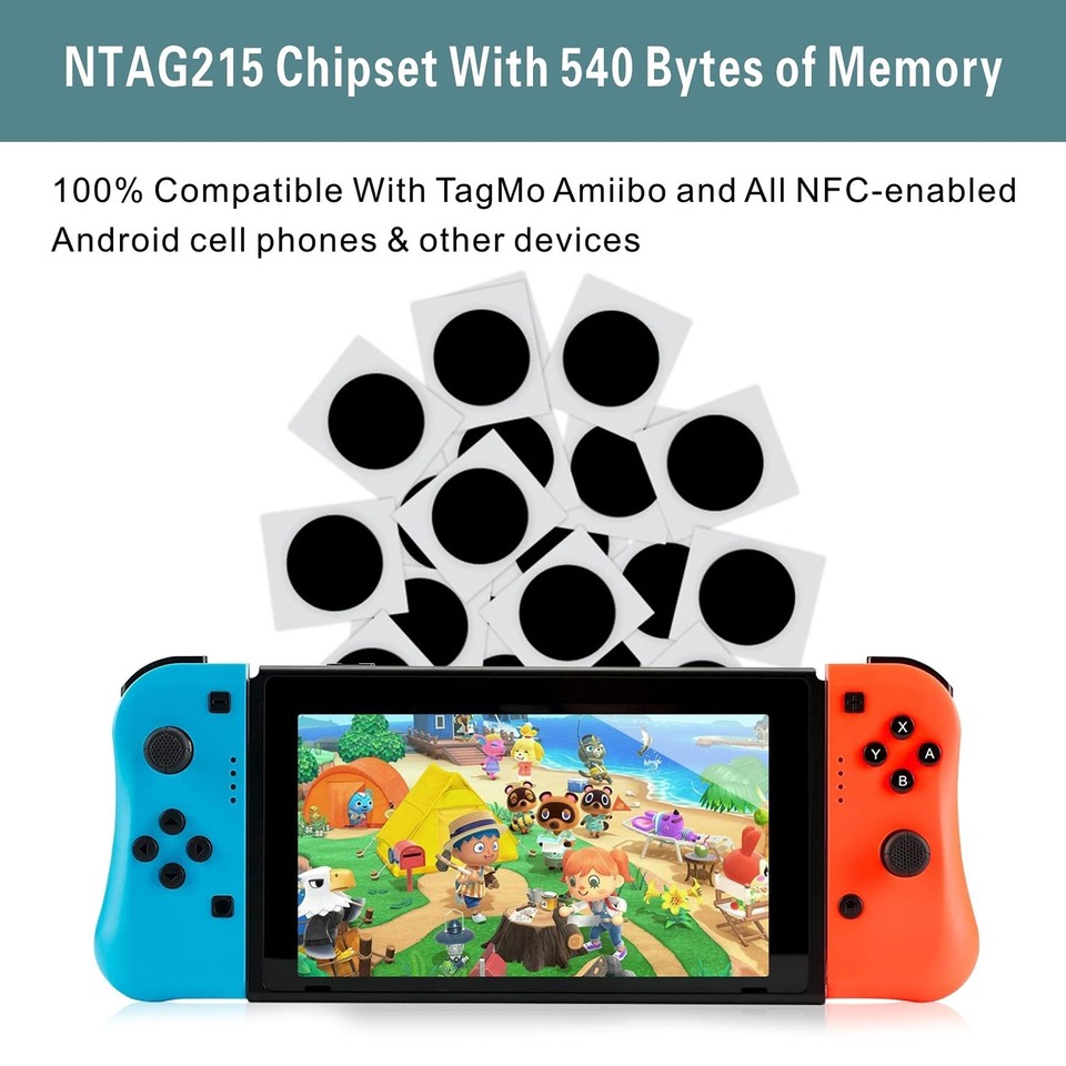 30PCS NFC Tags Android NFC Tags Black Ntag215 Stickers Writable NFC Tag ...