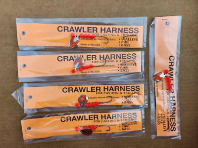 5 Crawler Worm Harness X10 PRISM ORANGE #3 Colorado Blade Walleye Pike ...