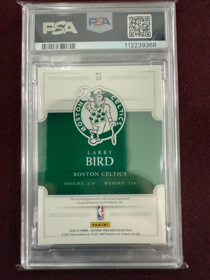 Larry Bird 2016 National Treasures Game Used Dual Patch 2/25 PSA 10 ...