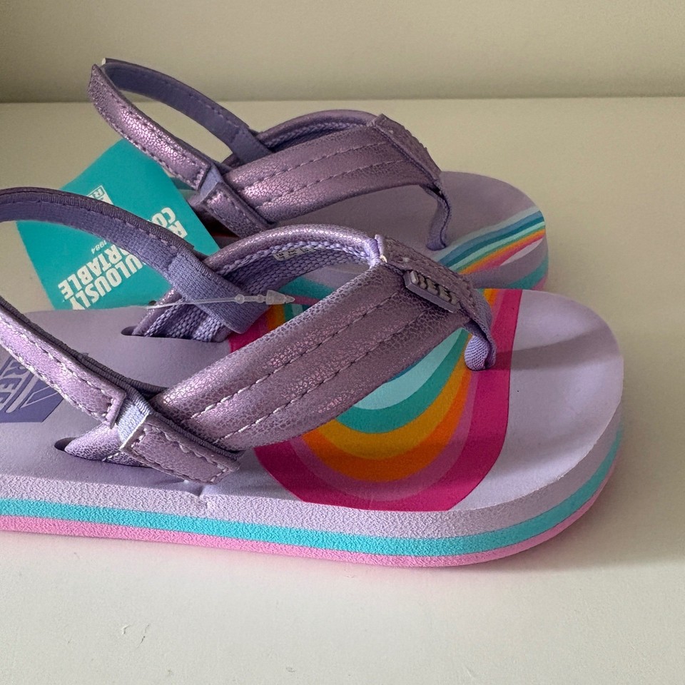 Reef Little Ahi Candyland US Kids 9 Purple Rainbow Strap Sandals Flip ...