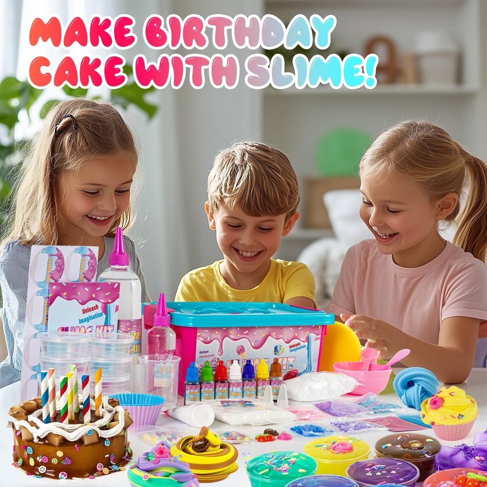 Jumbo Slime Kit for Girls, Party Favors for Kids, Adorable Slime Making ...