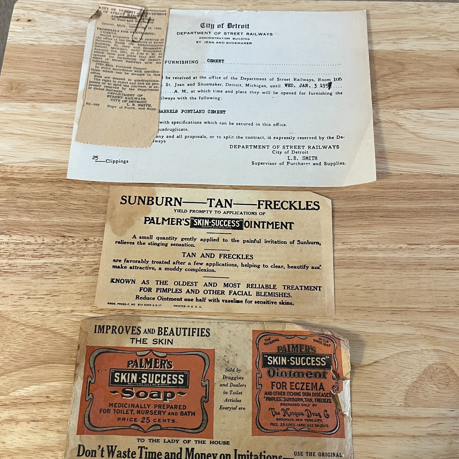 3 Papers Vintage Magazine & Paper Ads Early 1900s Palmer's Soap Detroit ...