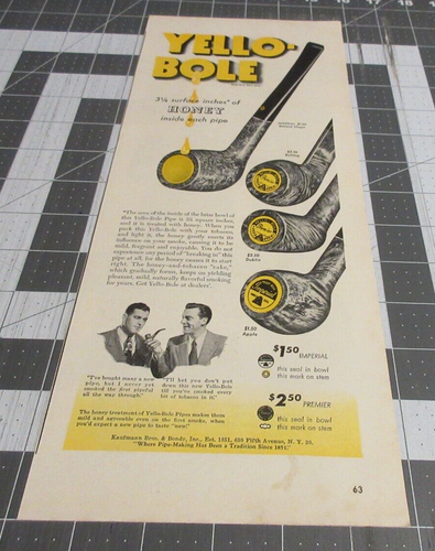 1946 YELLO-BOLE Smoking Pipe Honey in Each One art print ad | eBay