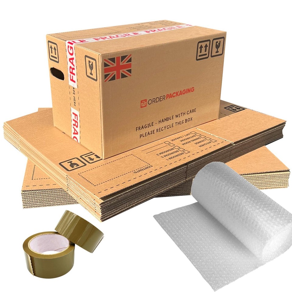 20 x NEW X-LARGE MOVING HOUSE BOXES KIT Cardboard Removal Packing Box ...