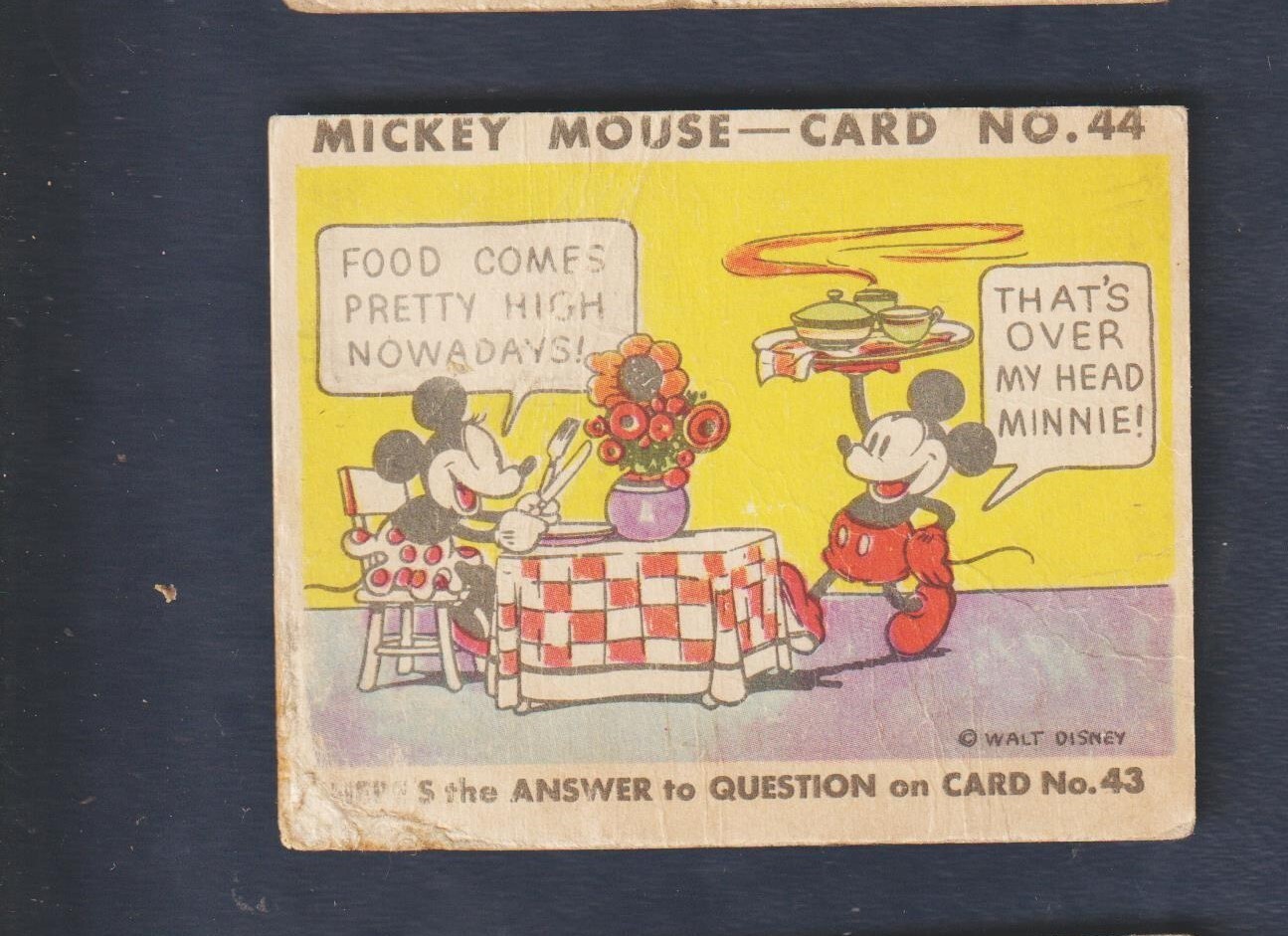 Mickey Mouse Gum #44 1935 R89 Gum Inc. Walt Disney CARD Oh! Over My ...