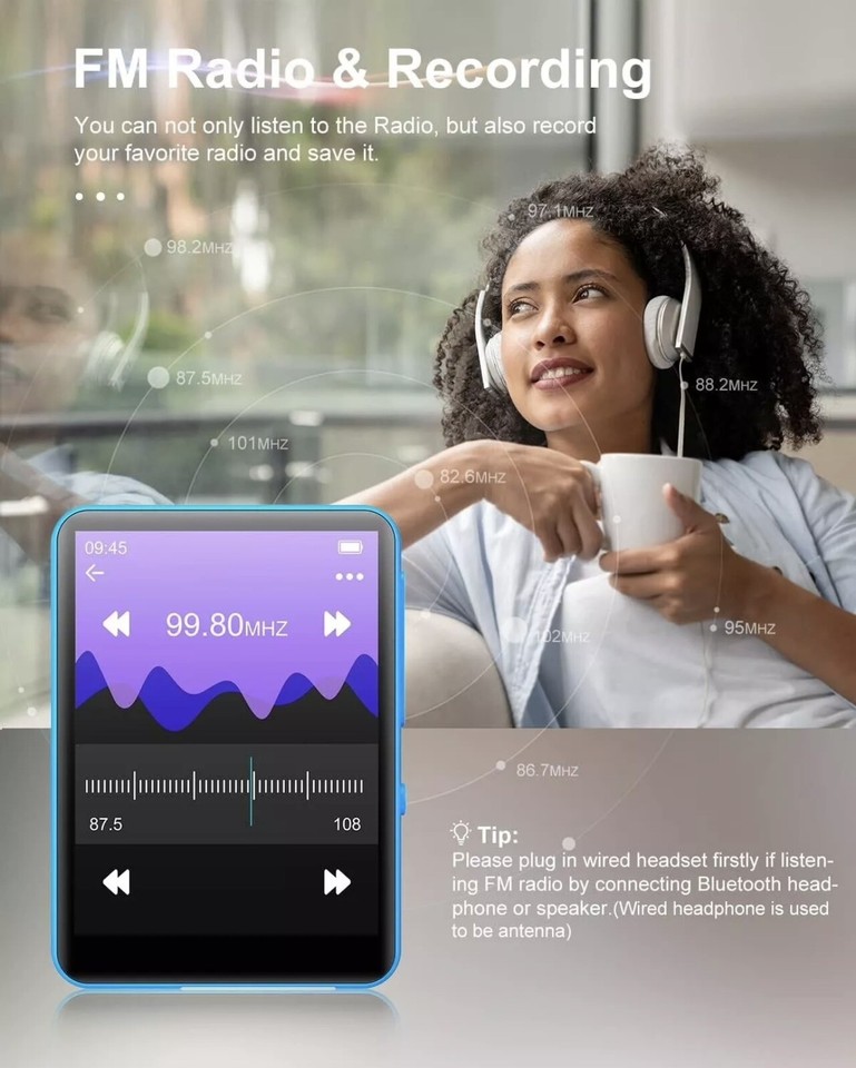 Conrain M4S 64GB blue,Type C,Bluetooth MP3 Player,128gb Expandable ...
