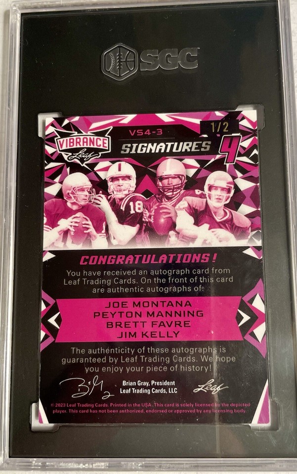 2023 Leaf Vibrance Autographs Montana Manning Favre Kelly Signatures 4 ...