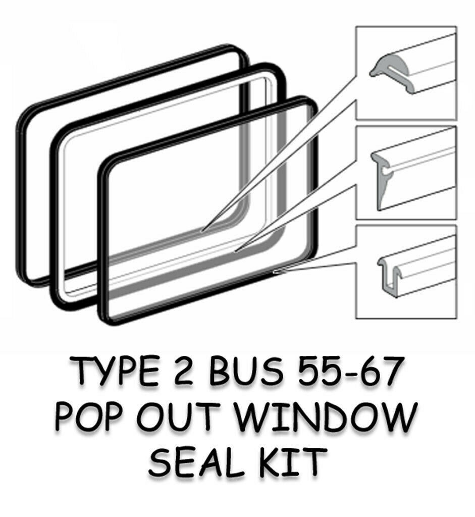 VW TYPE 2 BUS 1955-1967 SIDE POP OUT WINDOW SEAL KIT KOMBI MICROBUS ...