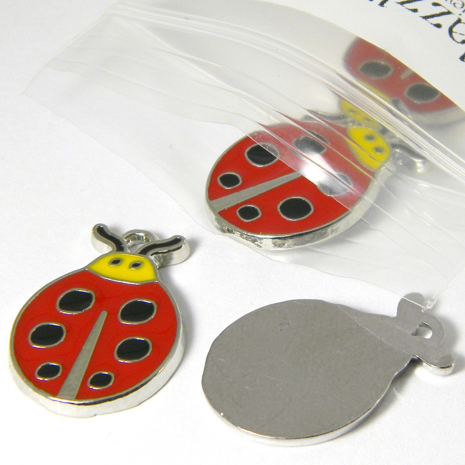 2 Platinum Silver Plated Red & Black Enamel 23mm Ladybug Jewelry ...